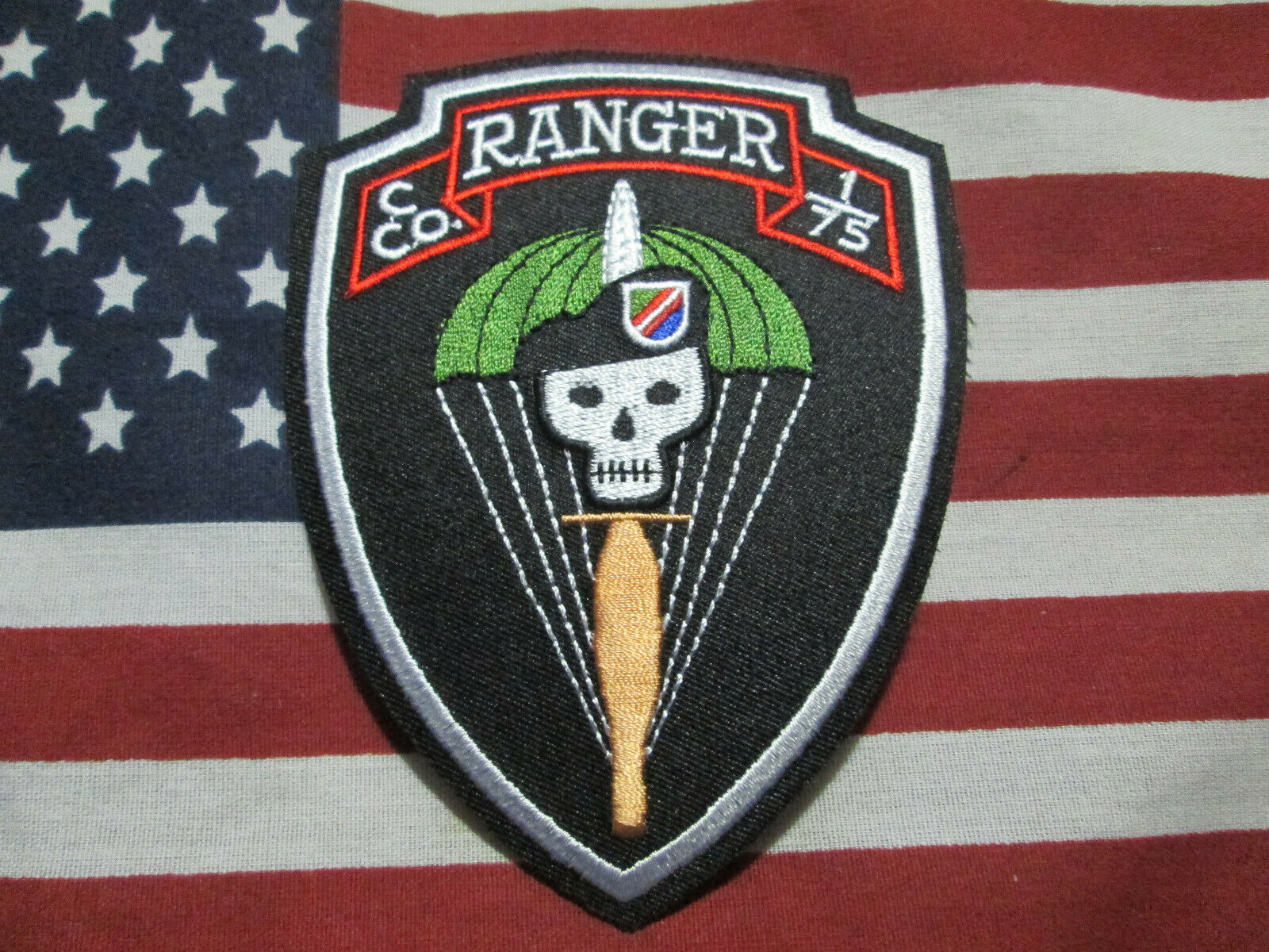 US ARMY C CO 1ST BN 75TH RANGER REGIMENT POCKET PATCH BLACK BERET C/E ...