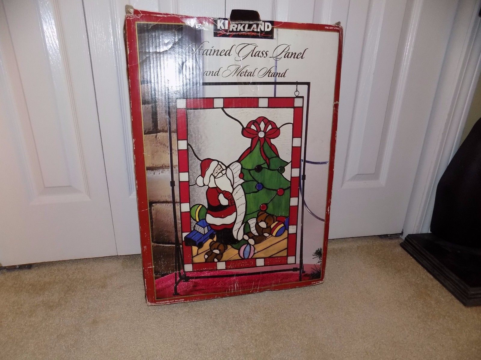 Kirkland Signature Santa Stained Glass Panel & Metal Stand - Other