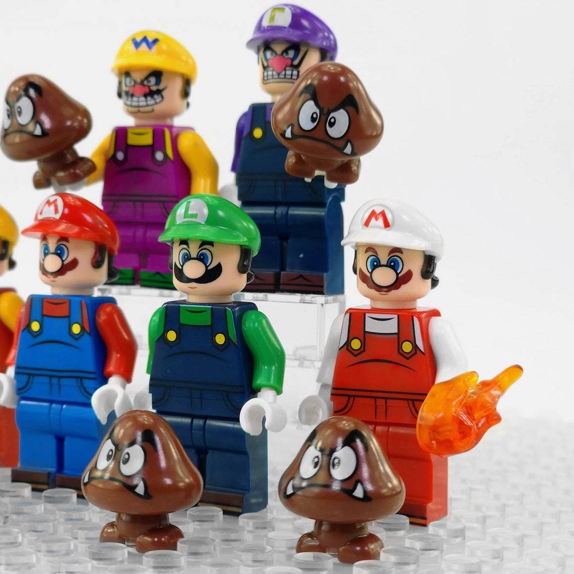 6pcs Super Mario Luigi Wario Waluigi and Goombas Video Game Minifigures ...