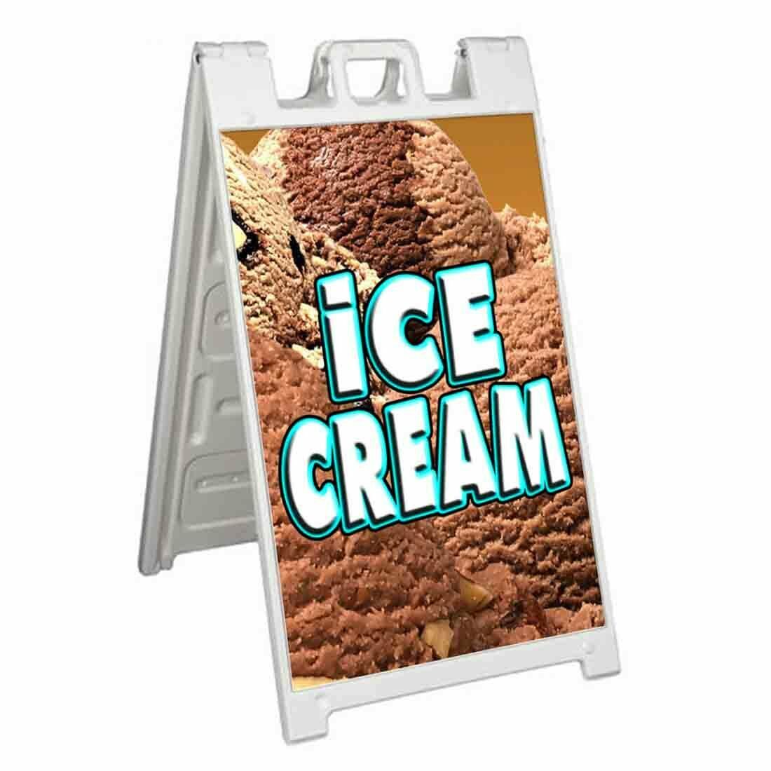 ICE CREAM Signicade 24x36 Aframe Sidewalk Sign Banner Decal TREATS ...