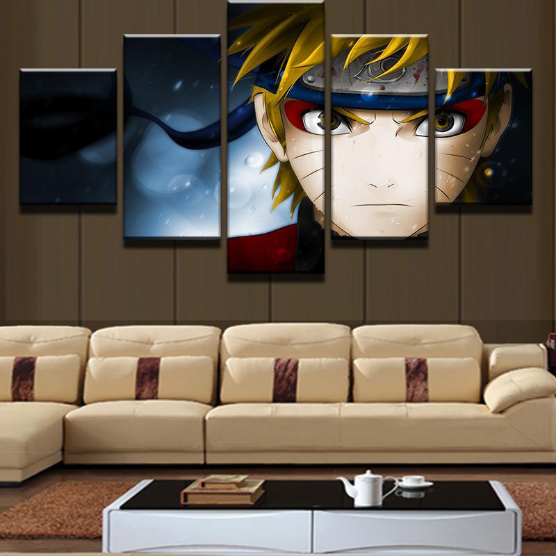 5 Panel Modular Picture Naruto Wall Art Photograph Modern Home Decor ...