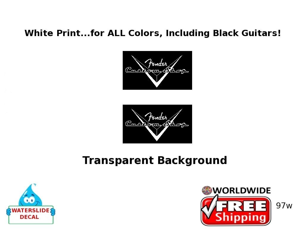 Fender Custom Shop Guitar Decal Inlay Headstock Sticker Waterslide Logo ...