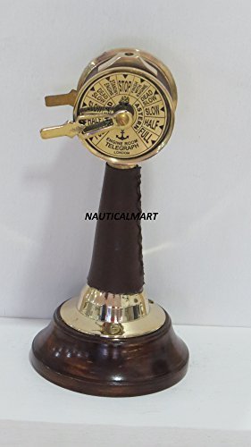 7" LEATHER BRASS TITANIC ENGINE ROOM TELEGRAPH WITH WOODEN BASE HOME ...