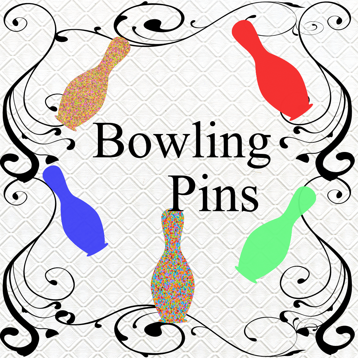 Color Bowling Pins1-Digital Clipart-Art Clip-Gift Card-Banner-Gift Tag ...