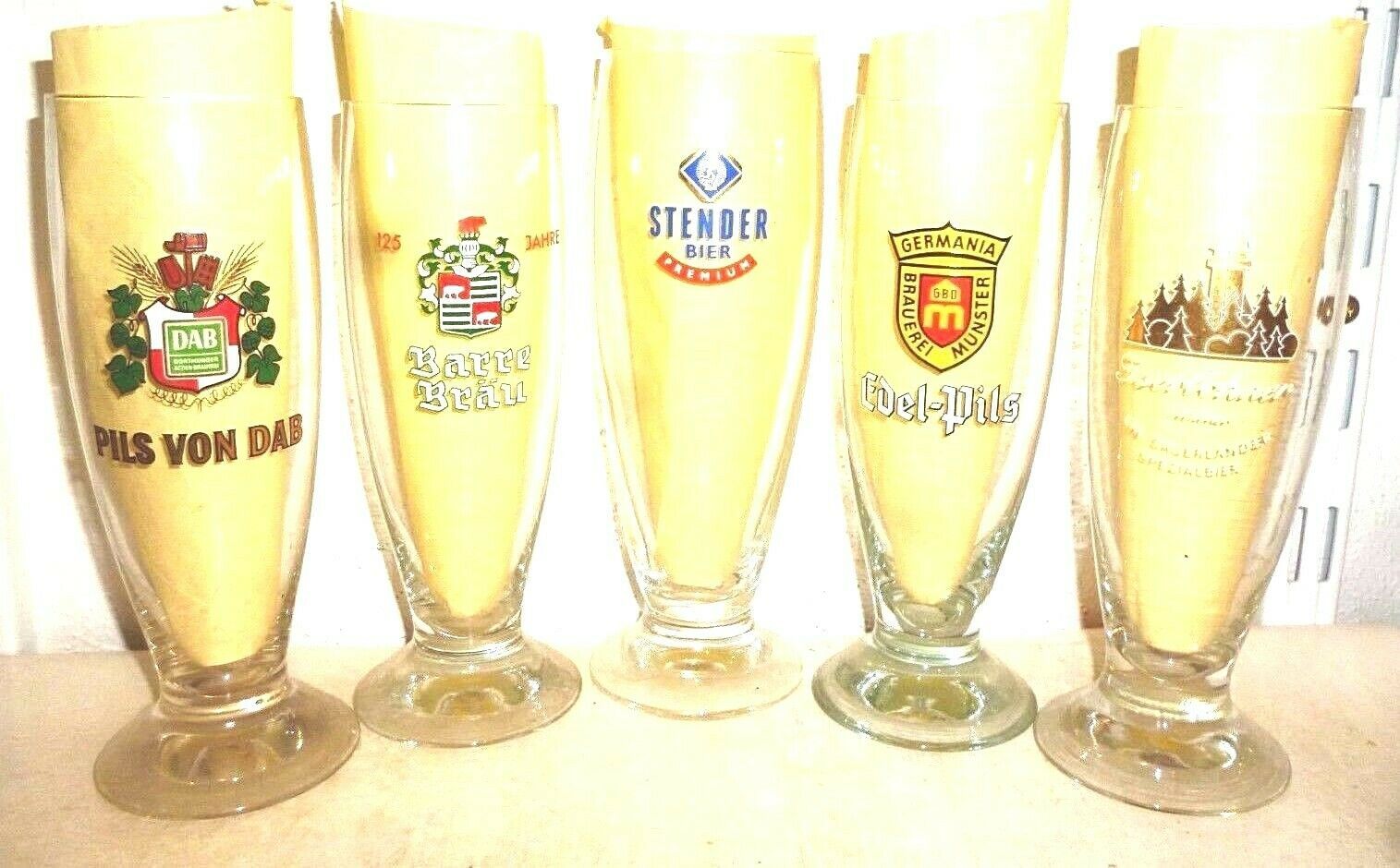 5 GERMAN BREWERIES Multiples 2 Vintage German Beer Glasses - Germany