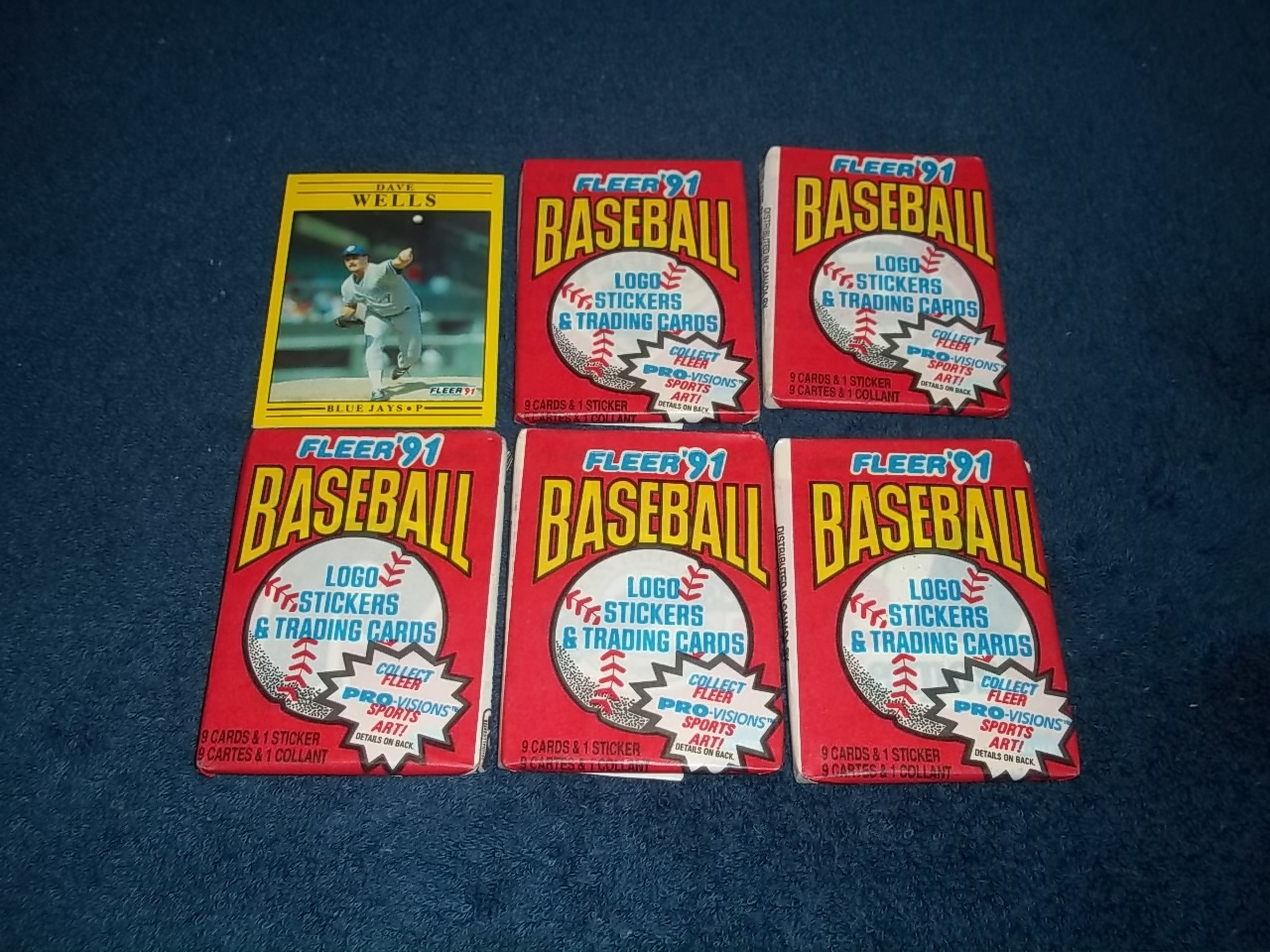 5 PACKS OF FLEER '91 BASEBALL CARDS & A BONUS DAVE WELLS CARD - Trading ...