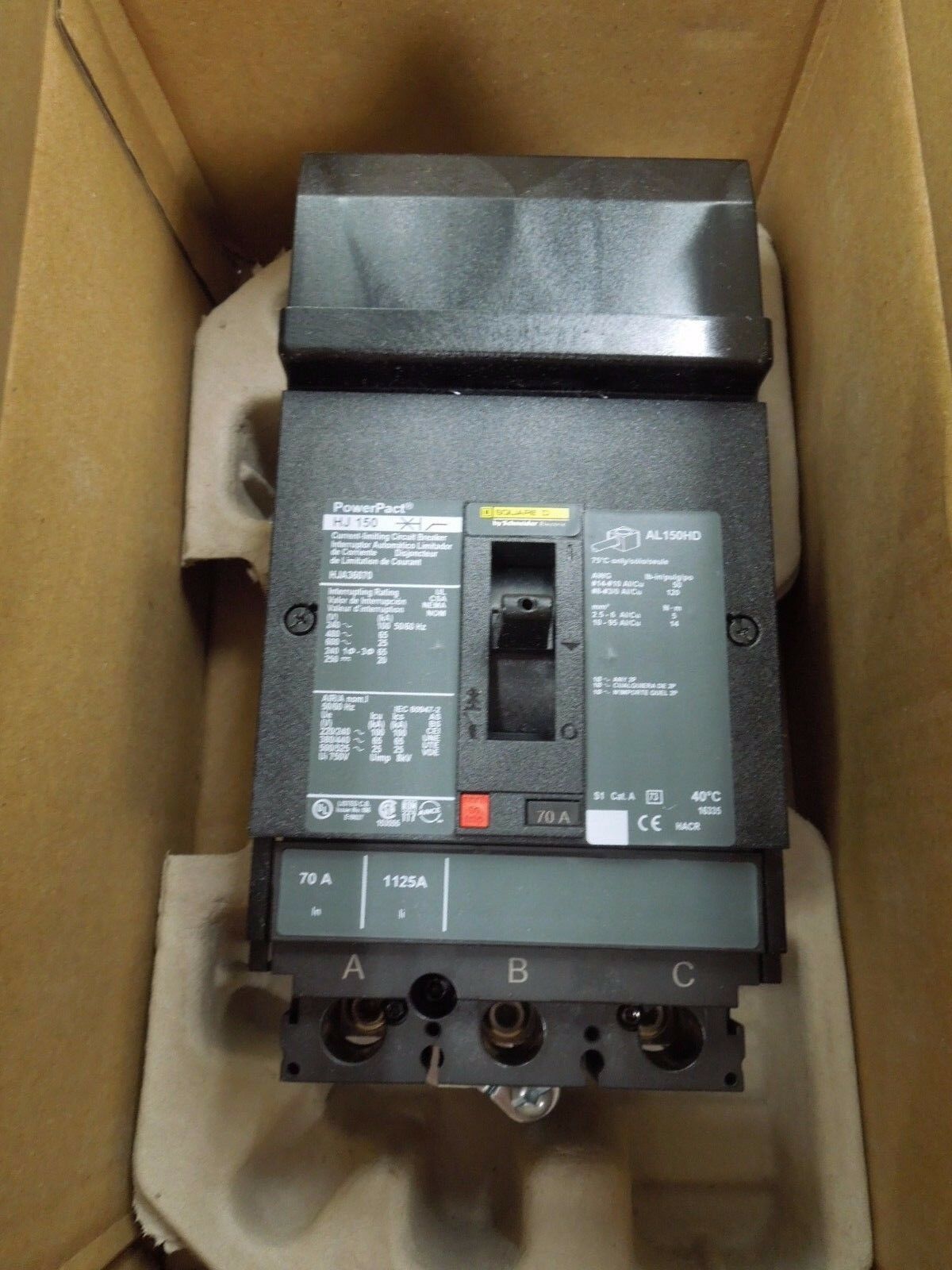 Square D I-line PowerPact Circuit Breaker HJA36070 70A 3P 600V New ...