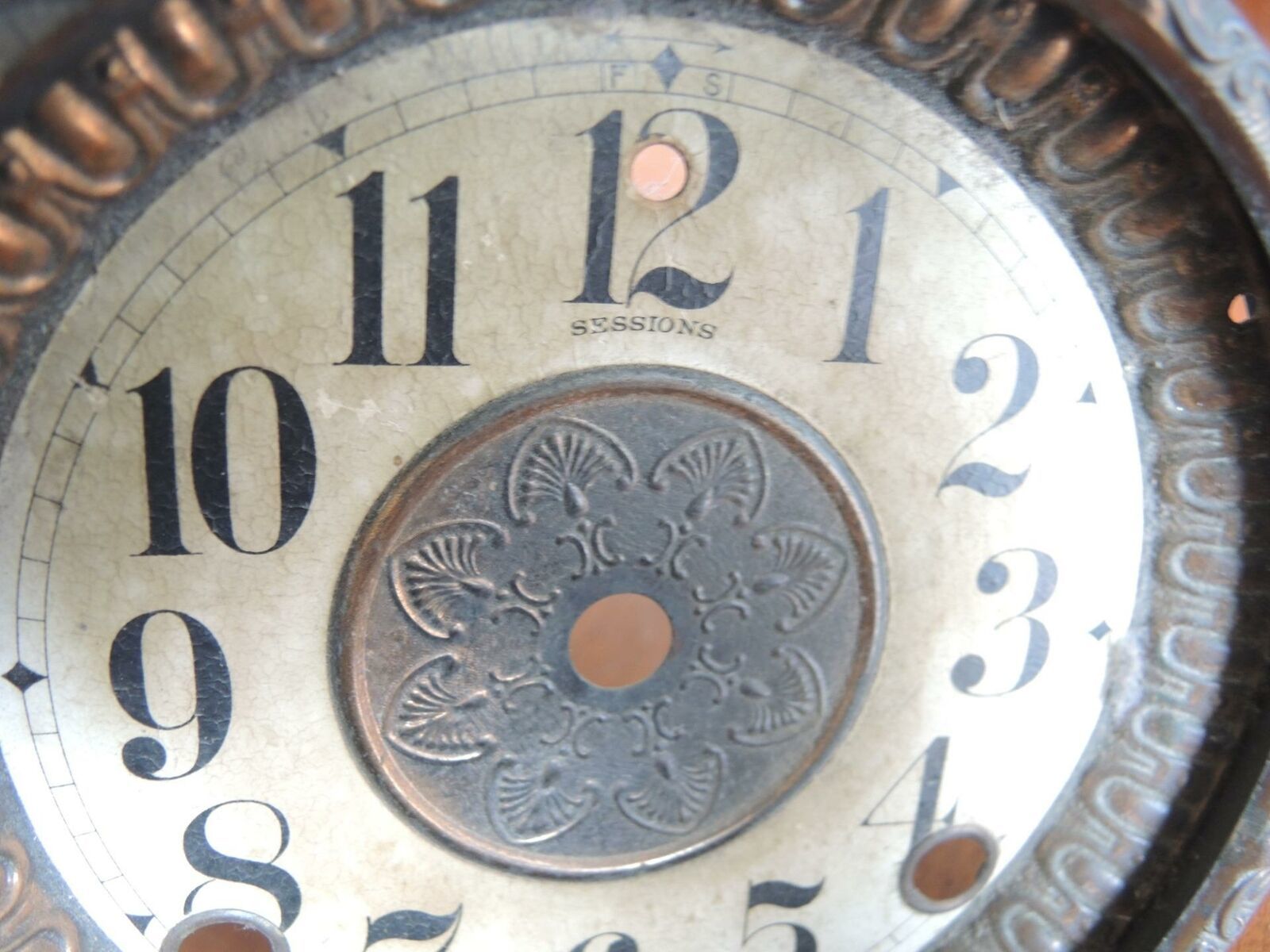 Antique Sessions Paper Clock Face Dial With Bezel For Parts or ...