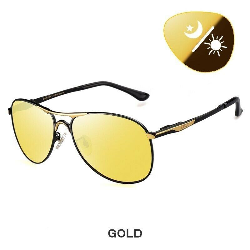 Mens Driving Photochromic Sunglasses Polarized Discoloration Pilot Eye