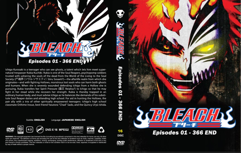 DVD BLEACH COLLECTION (EPS 1 - 366 END + 4 MOVIES) 3 BOXSET (ENGLISH ...