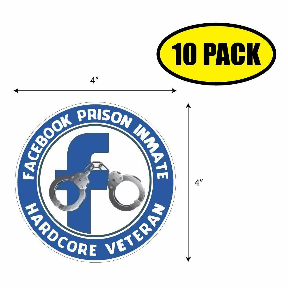10 PACK 4"x2.75" FACEBOOK PRISON INMATE HARDCORE VETERAN Sticker Decal ...