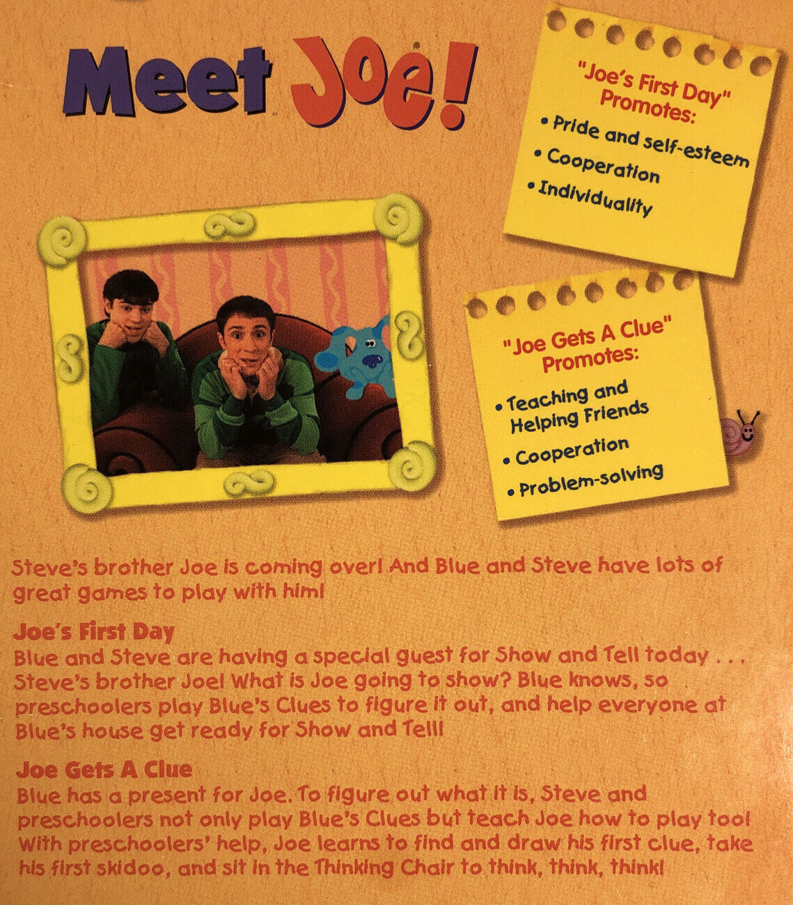 Blues Clues Meet Joe(VHS 2002)TESTED-RARE VINTAGE-SHIPS N 24 HOURS ...