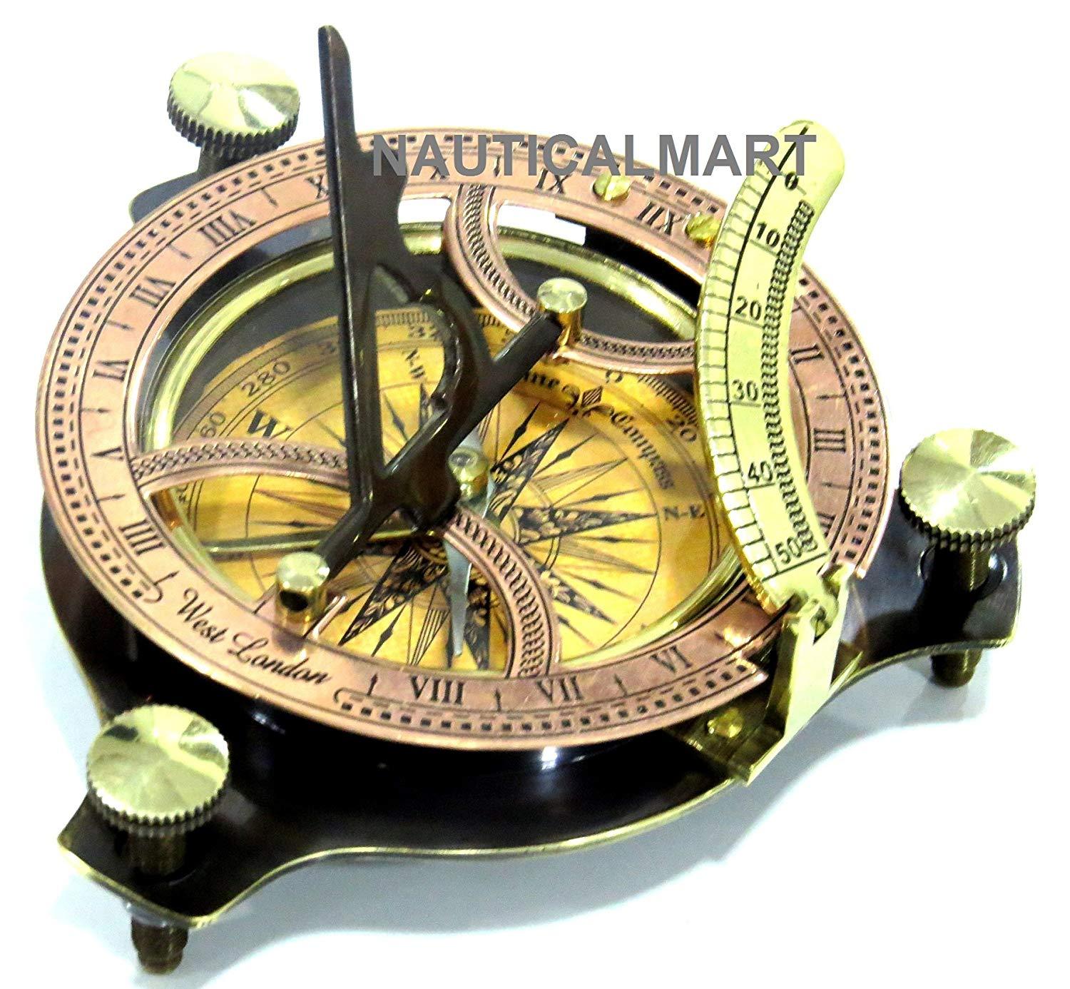 NauticalMart Handmade Brass Pocket Sundial Compass - Compasses