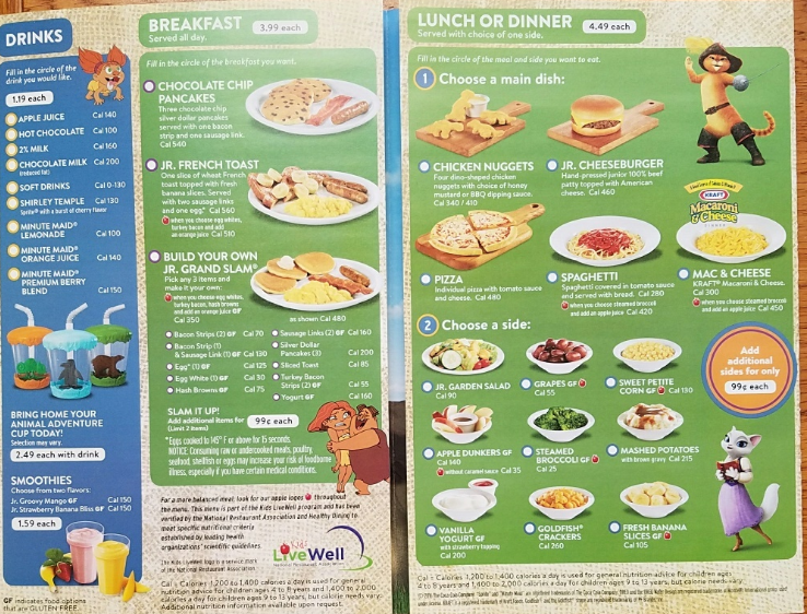 Denny's Restaurant SHREK, Dawn of the Croods Souvenir Menu 9 x 6 2016 ...