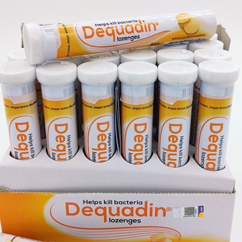 30 Tubes DEQUADIN Citrus Lozenges (Dequalinium) Sore Throat 24's ...
