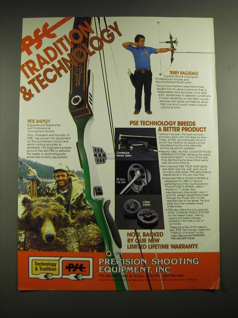 1985 Precision Shooting Equipment Archery Ad - Pete Shepley, Terry ...