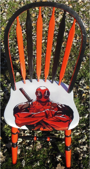 DEADPOOL CHAIR Hand OIL Painted BY BILL SCHULER FREE SHIPPING - Chairs ...