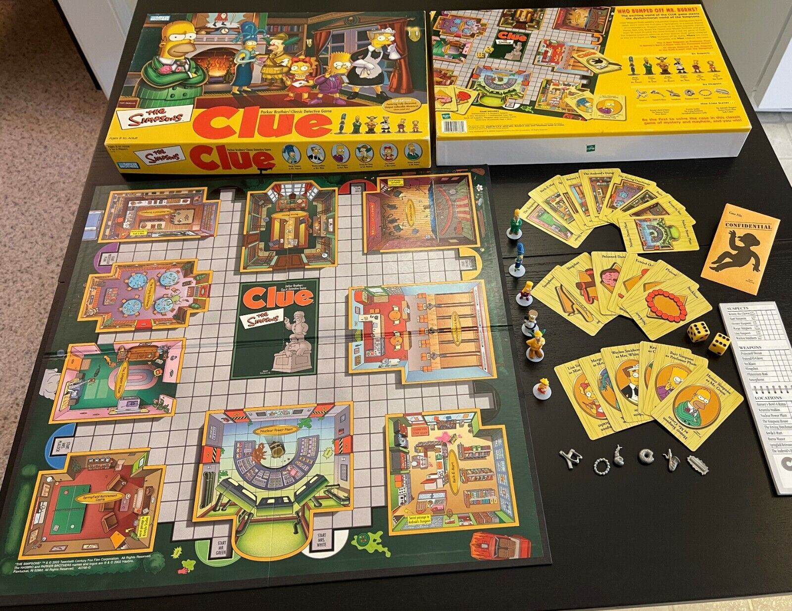 The Simpsons Clue Board Game 2nd Edition 2002 Parker Bros COMPLETE ...