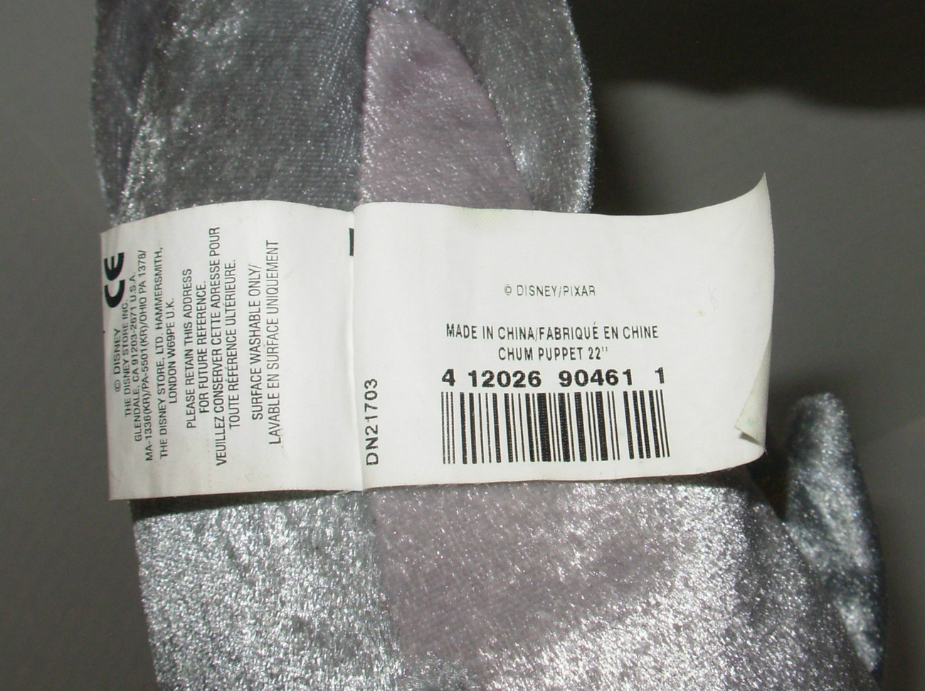 Disney Finding Nemo Chum Puppet Plush Shark Stuffed Animal Full Body 22 ...