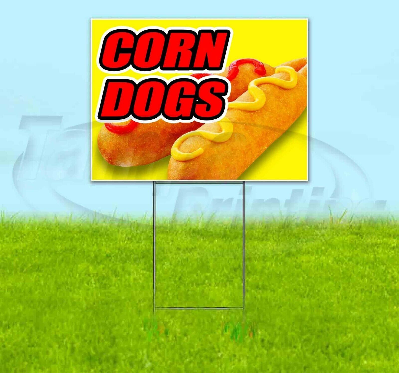 CORN DOGS 18x24 Yard Sign Corrugated Plastic Bandit Lawn USA CARNIVAL ...