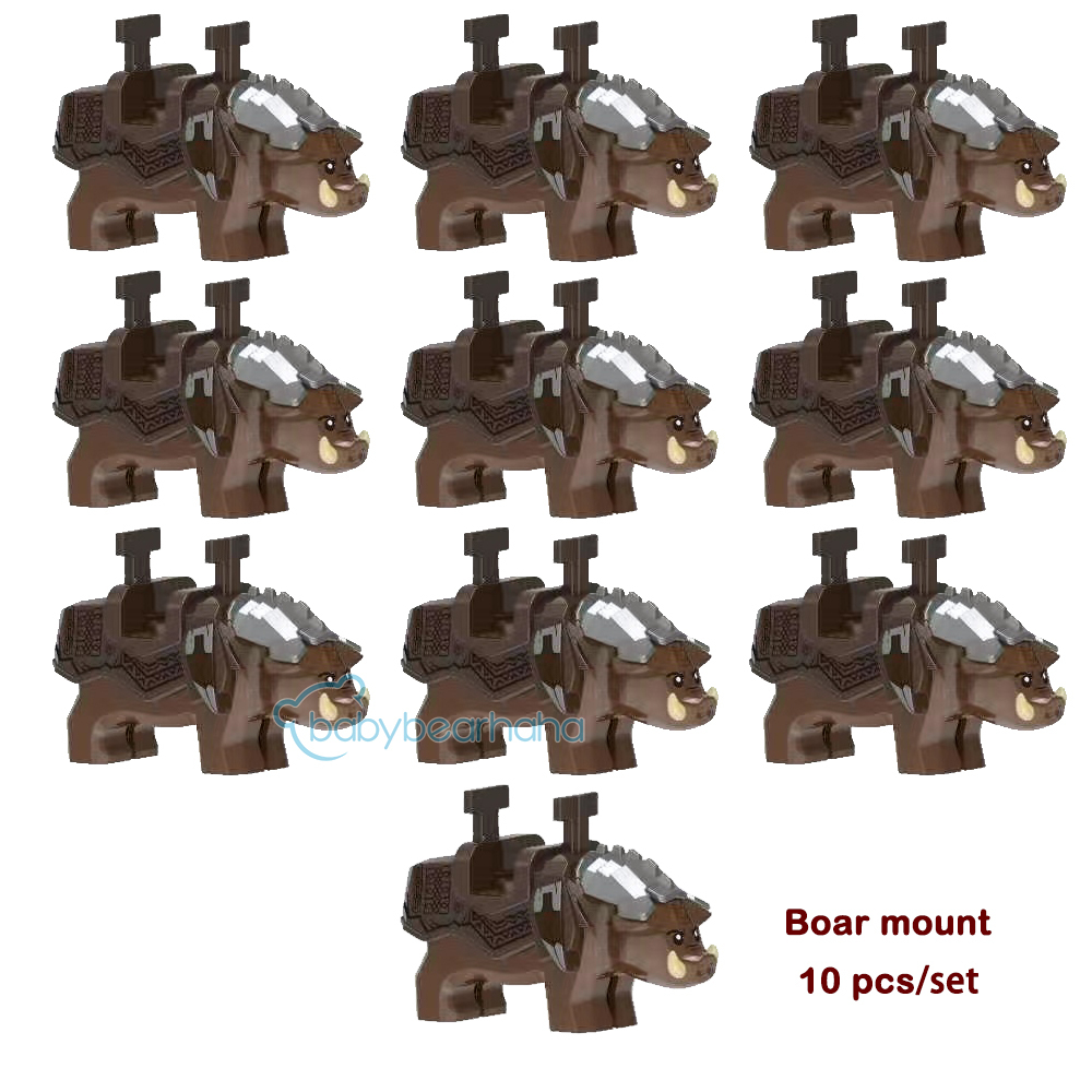 10PCS Lord Of The Rings Hobbit Wild boar Dwarf Army Animals Minifigures ...