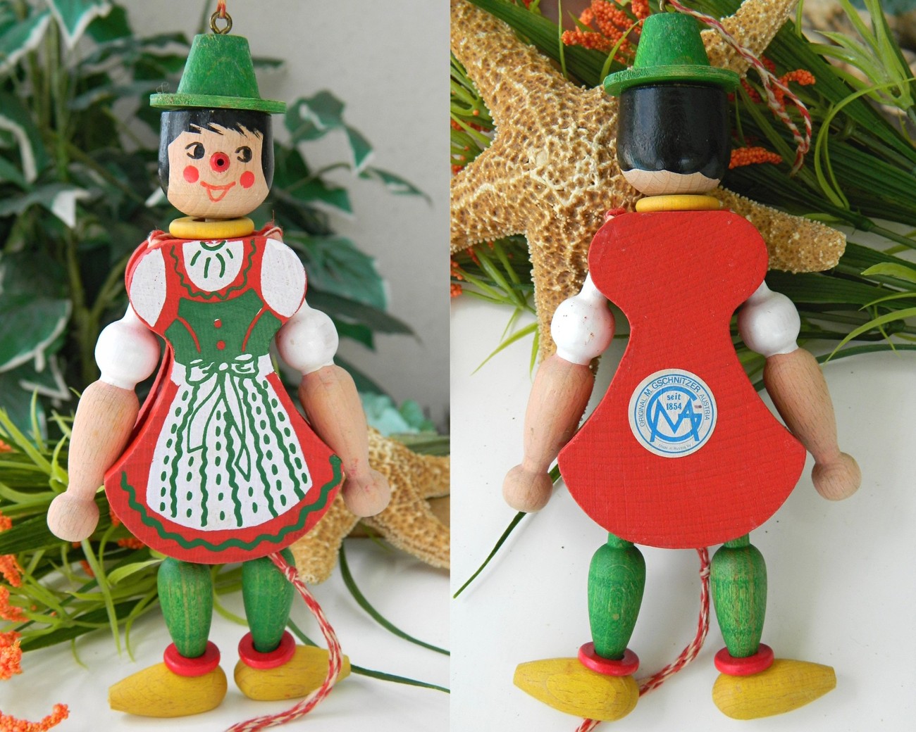 Jumping Jack Toy Wood Pull String Doll M Gschnitzer Austria - Pull Toys
