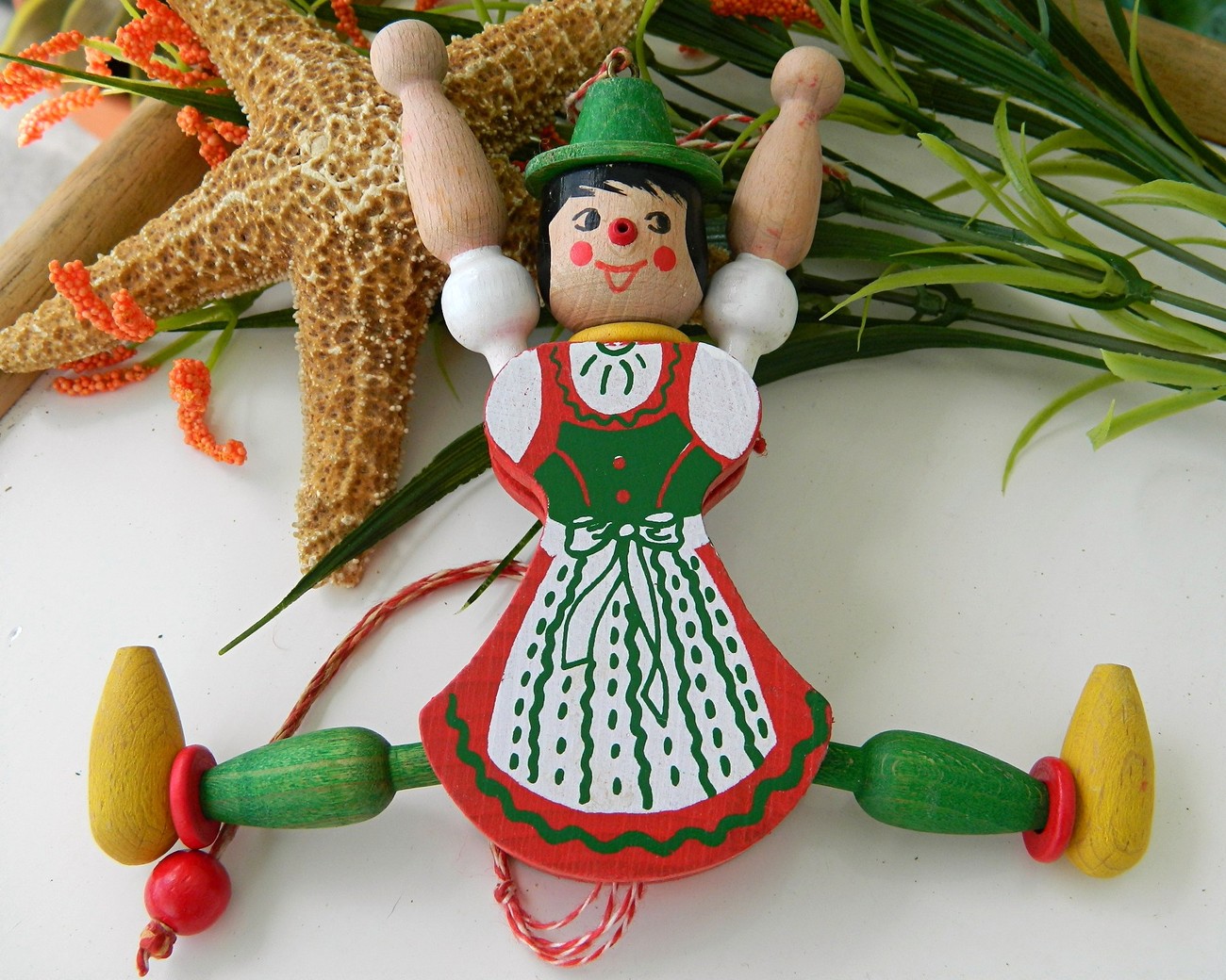 Jumping Jack Toy Wood Pull String Doll M Gschnitzer Austria - Pull Toys