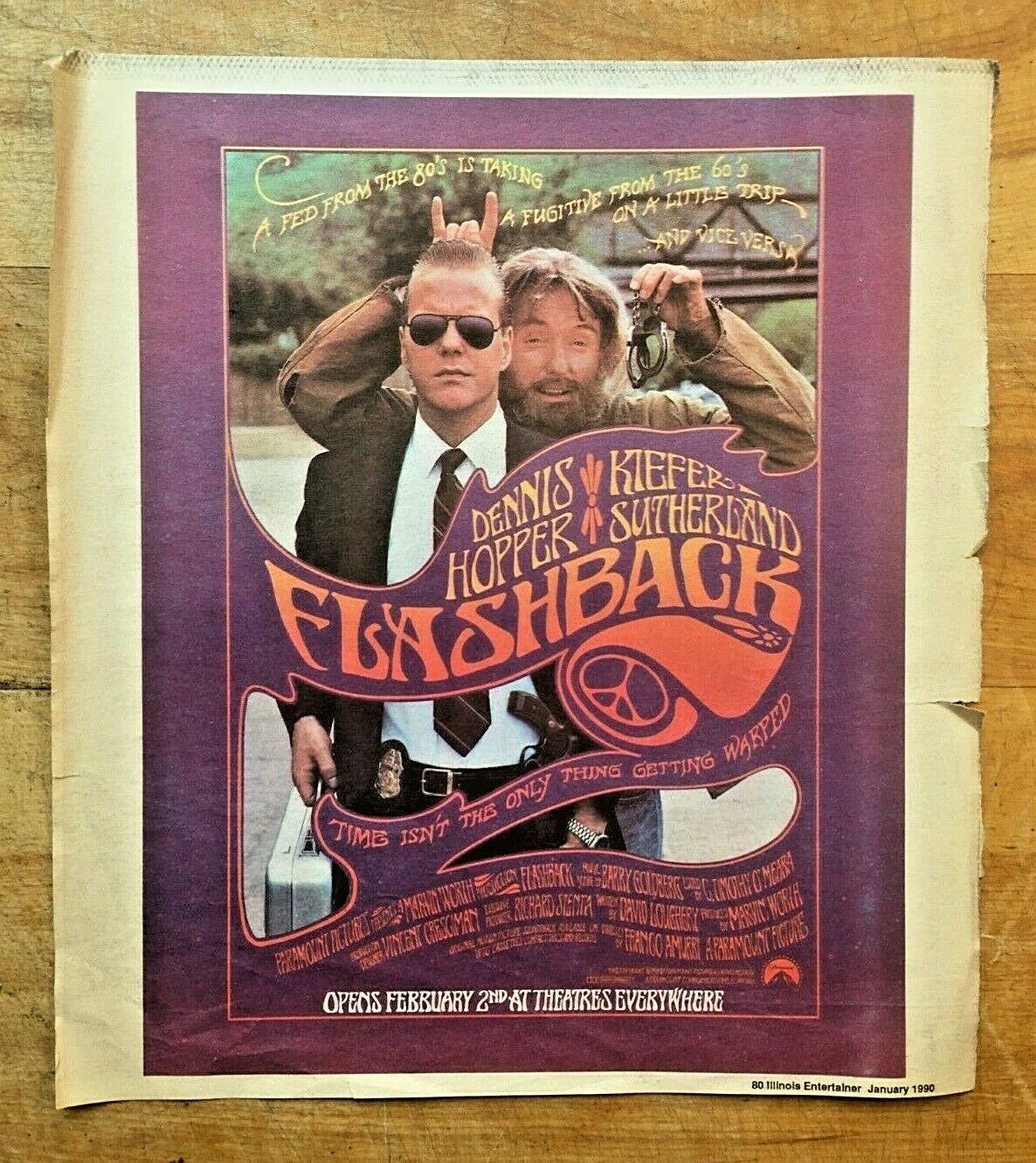Original 1990 Flashback Movie Advertisement w/ Dennis Hopper & Kiefer ...