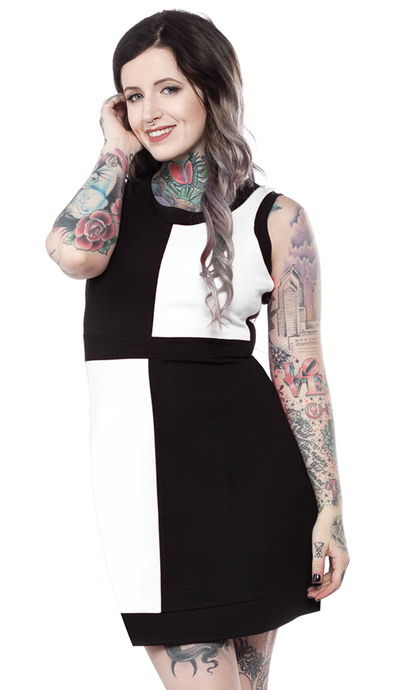 Sourpuss Mini Mod Punk Emo Rockabilly 1960s Goth Black And White Dress Spdr381 Dresses