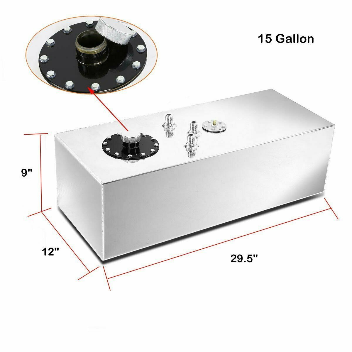 15 Gallon Polished Aluminum Race Fuel Cell Gas Tank w/ Cap & Level ...