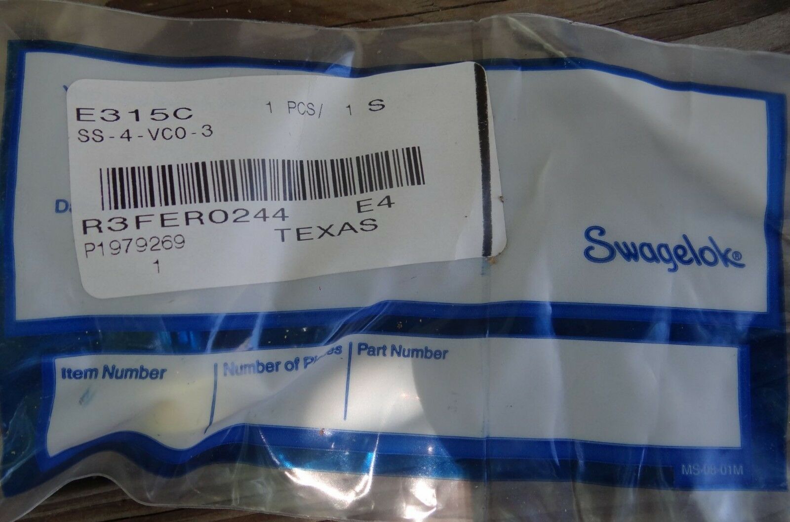 Swagelok SS-4-VCO-3 Stainless Steel Vco 1/4 and similar items