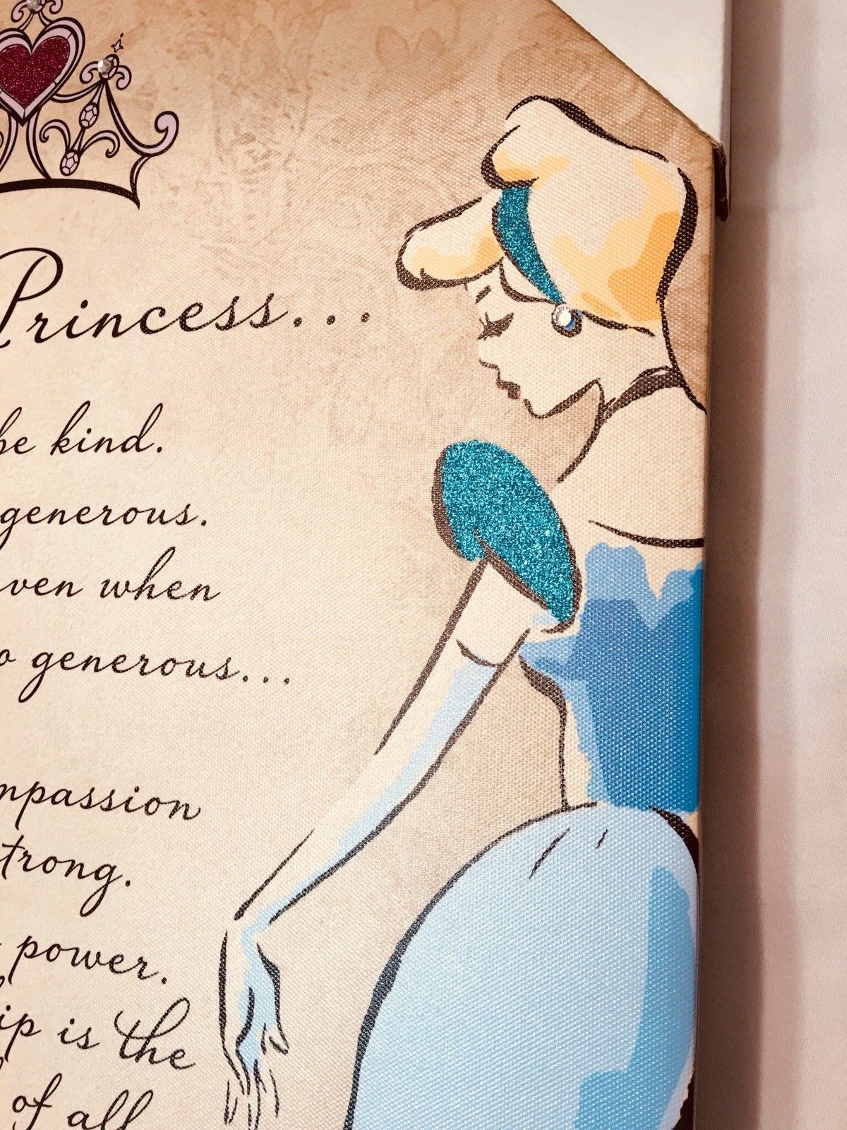 Disney “I Am A Princess” Poem Canvas Wall Art Picture Painting ...