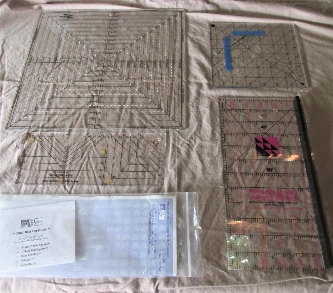 4 Creative Grids 12" Square Ruler, Tucker Trimmer, Fingerguard Rule ...