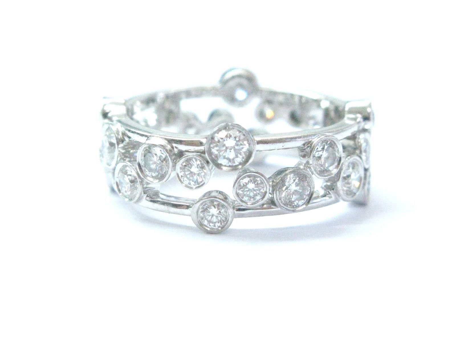 Tiffany And Co Platinum Bubbles Diamond Ring Size 65 160ct Other