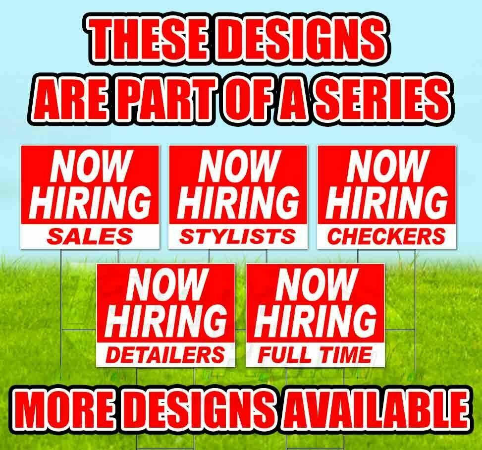 NOW HIRING TAKING APPLICATIONS 18x24 Yard Sign WITH STAKE Corrugated ...