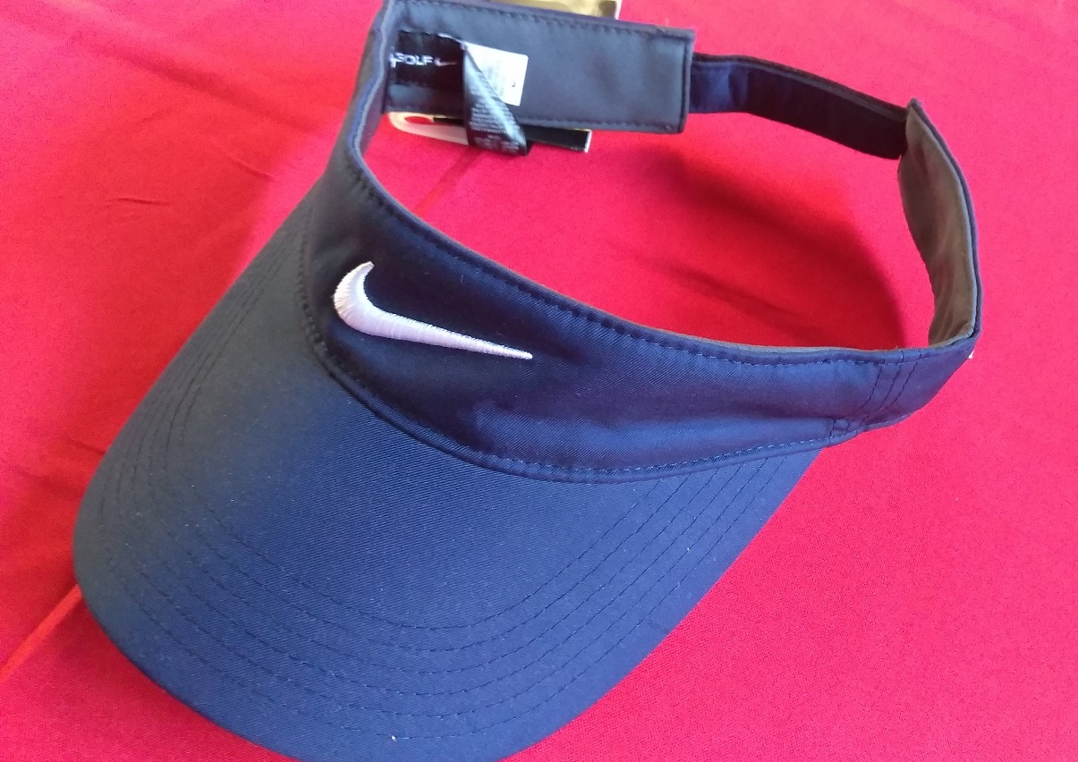 Nike Dri Fit Navy Blue White Swoosh Logo Running Visor NEW - Men's ...