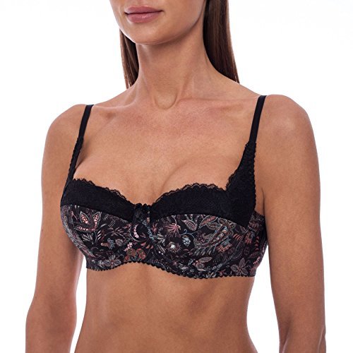 Frugue Womens Sexy Push Up Balconette Lace Shelf Bra Black Stripped 42