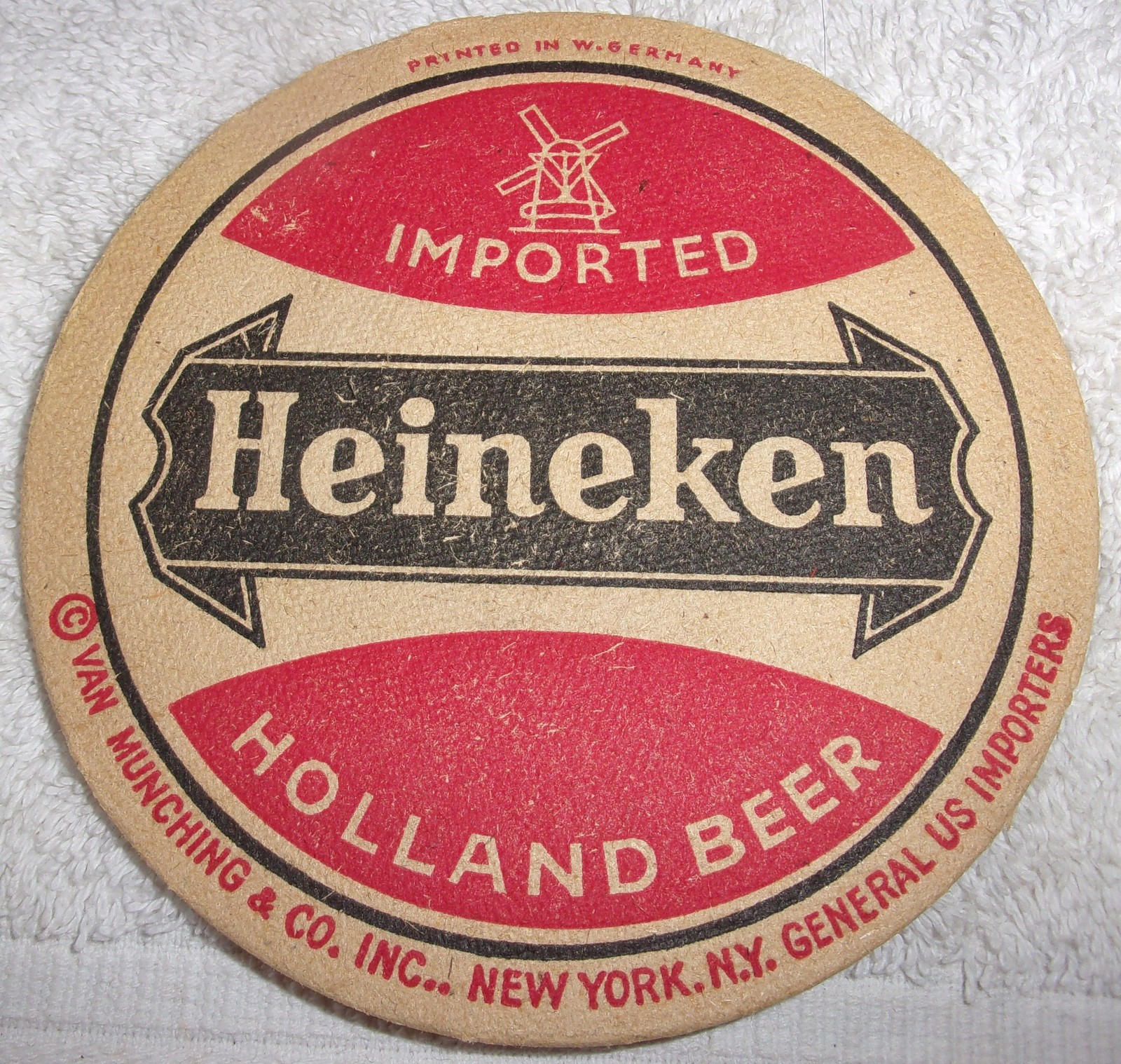 Vintage Heavy Cardboard Imported Heineken Holland Beer Coaster - Coasters