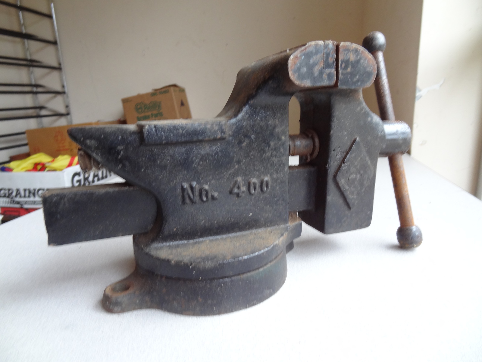 VINTAGE LITTLESTOWN HARDWARE & FOUNDRY CO. BENCH VISE ANVIL HORN SWIVEL ...