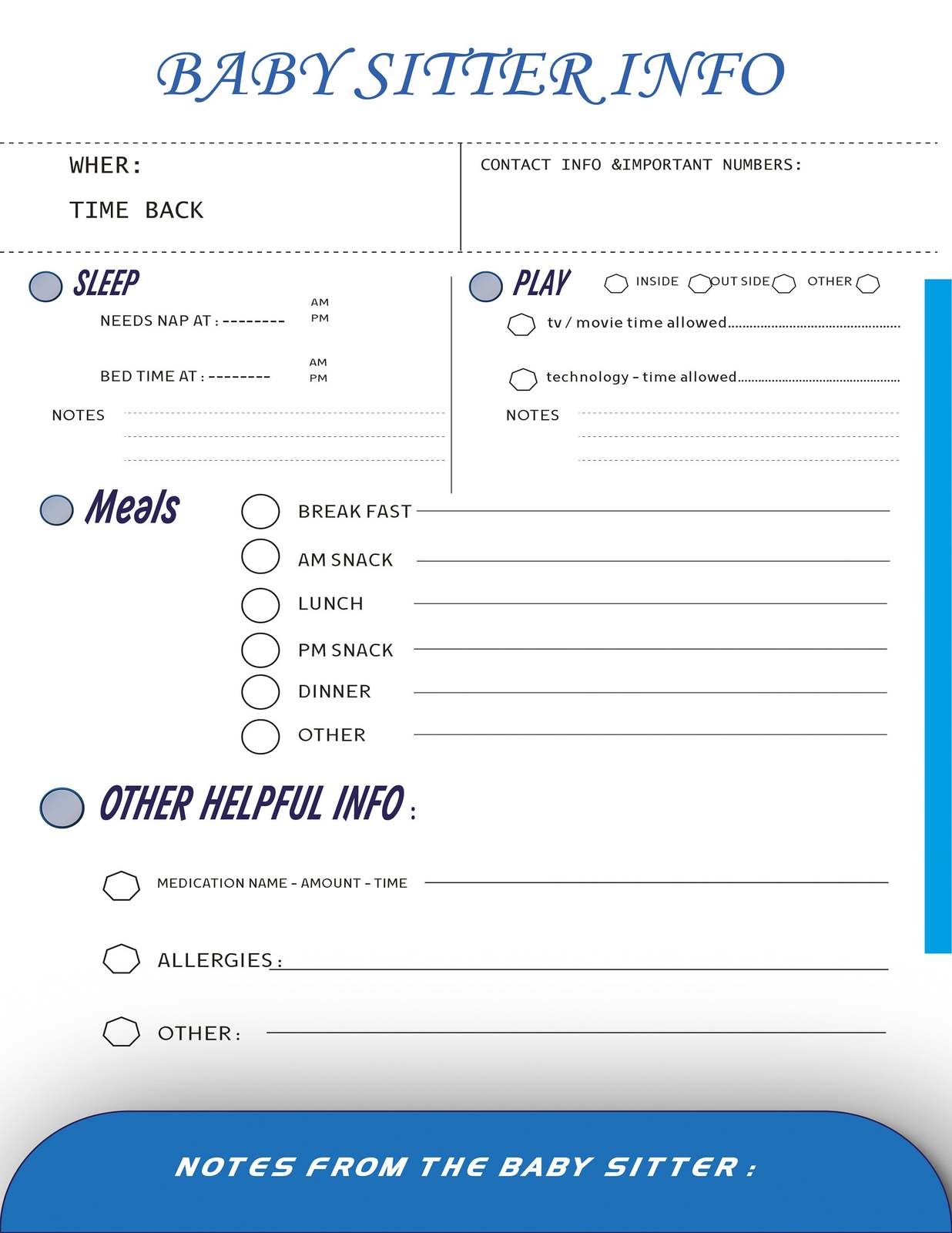Babysitter Log, Notes From the Babysitter, Babysitter Sheet ...