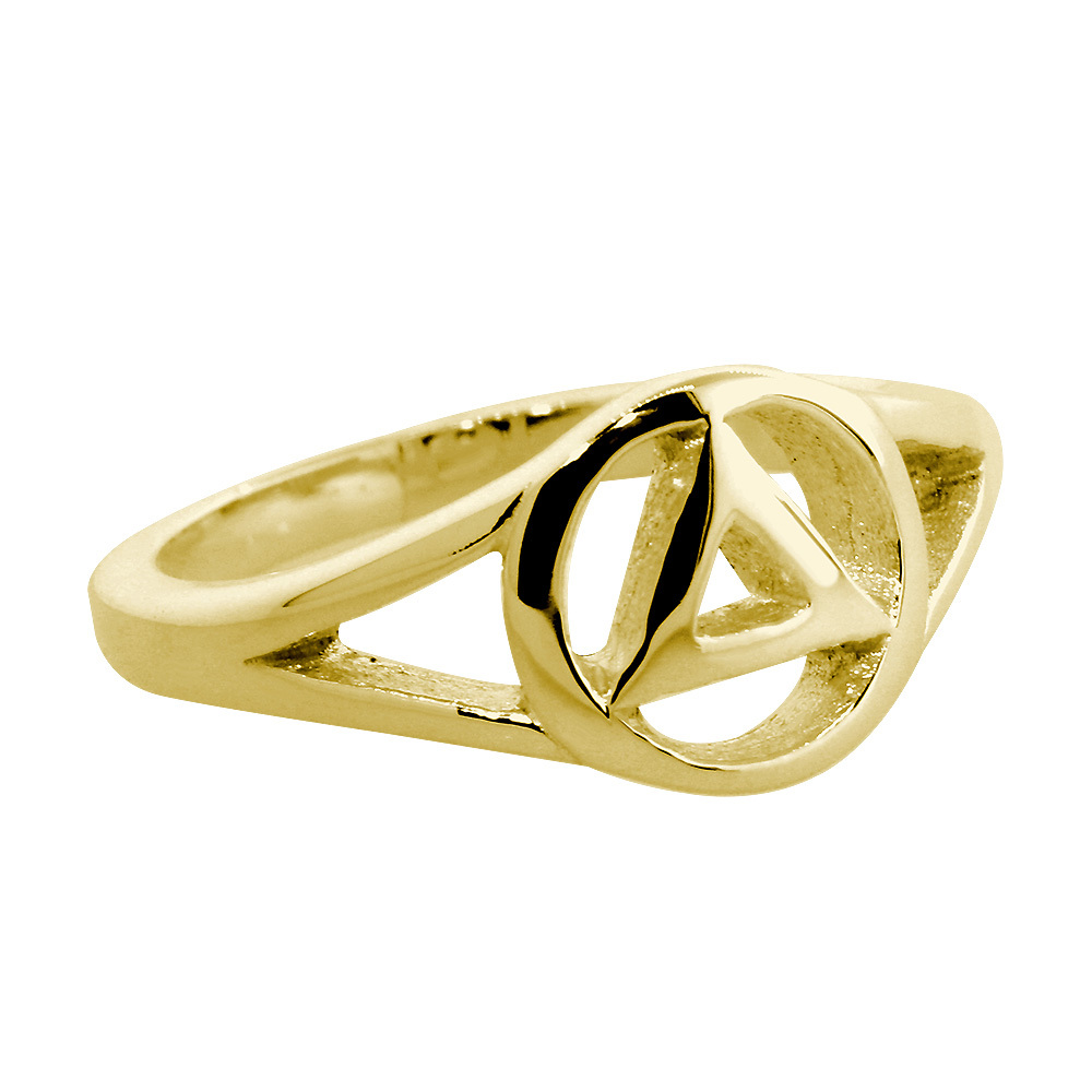 10mm Wide Alcoholics Anonymous AA Sobriety Ring in 18k Yellow Gold ...