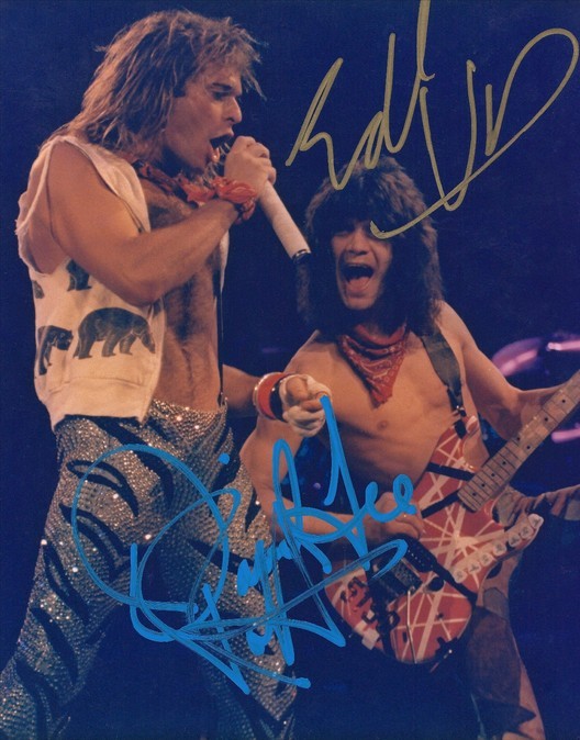 VAN HALEN SIGNED PHOTO 8X10 RP AUTOGRAPHED DAVID LEE ROTH & EDDIE ...