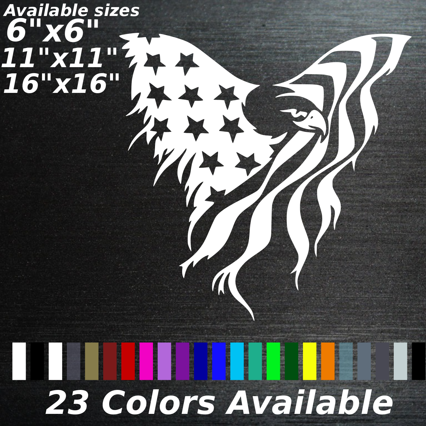 American Flag Eagle Decal Tattered Sticker Americana Freedom USA Trucks ...