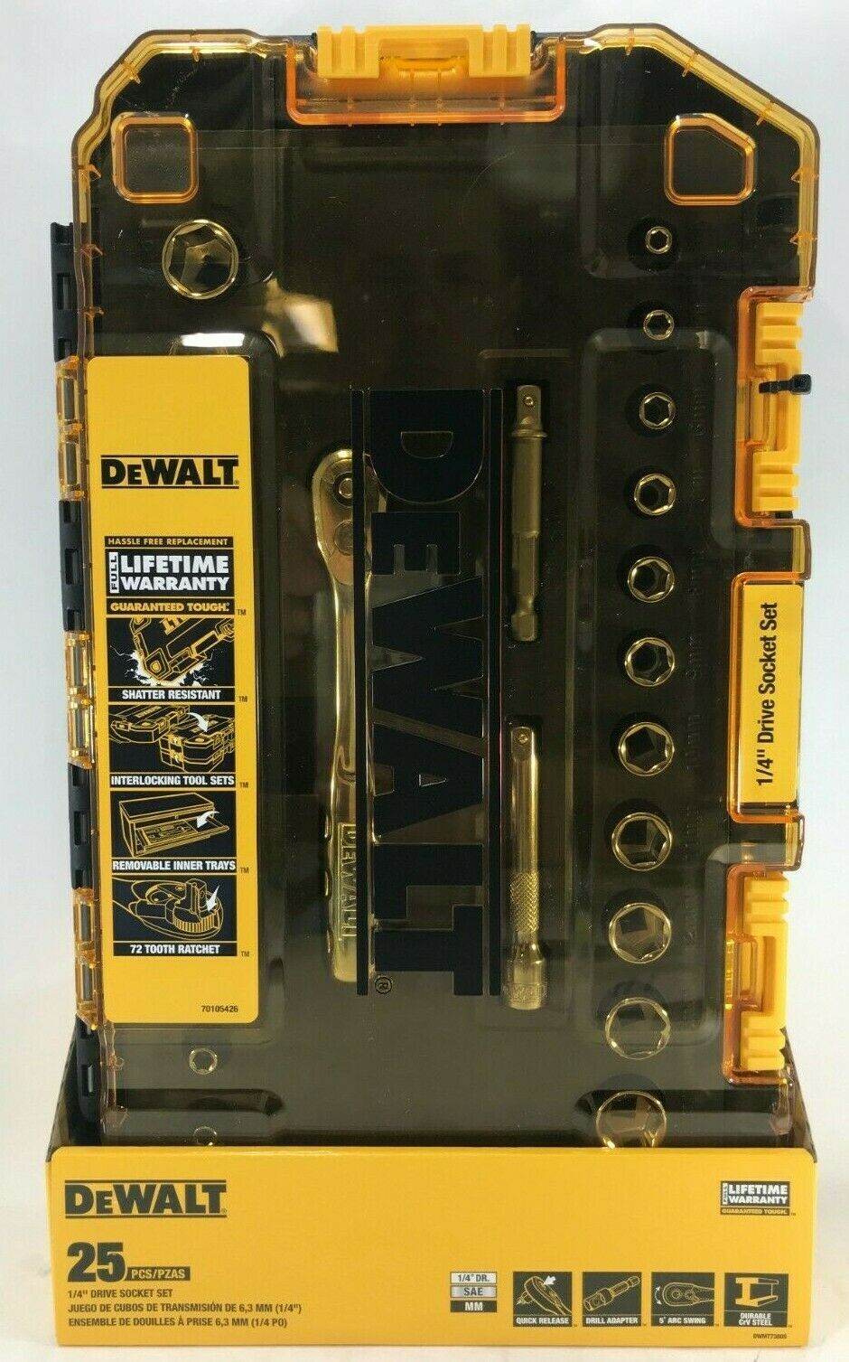 DeWalt - DWMT73805 - 1/4 in. Drive SAE and Metric Ratchet and Socket ...