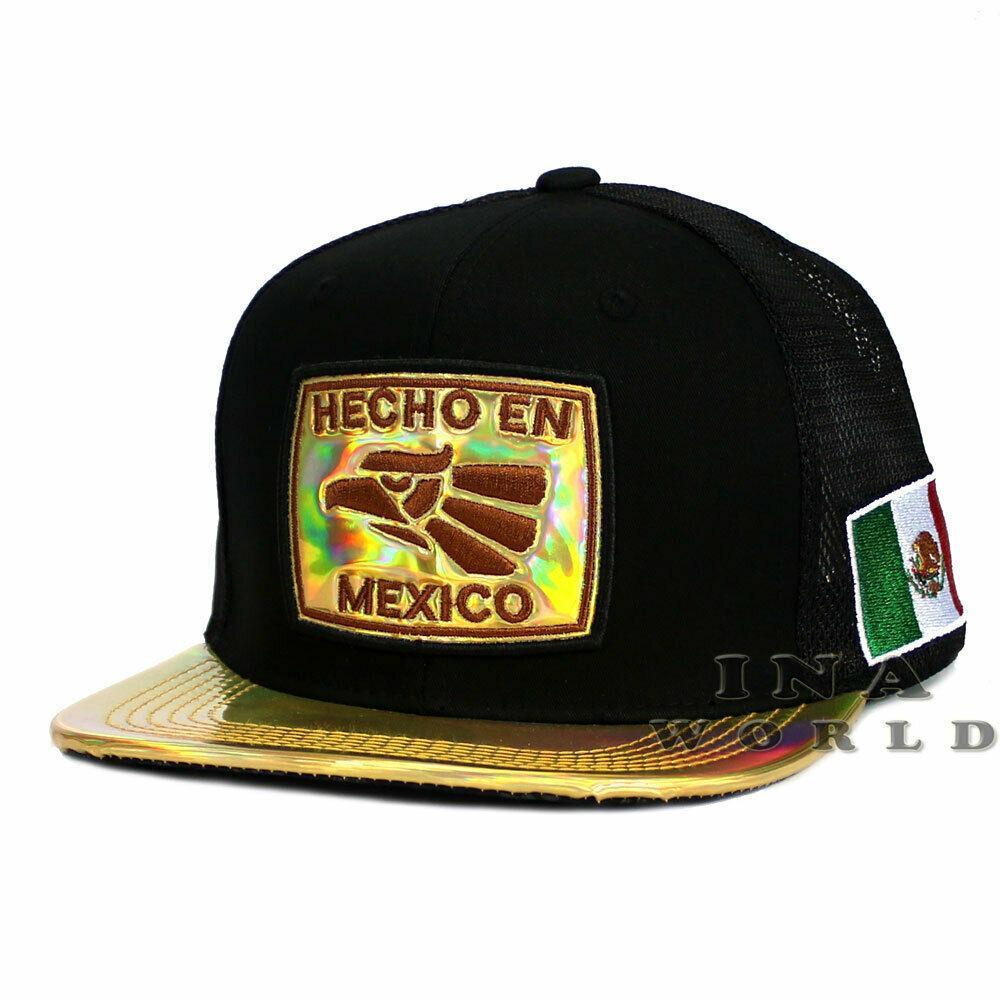 MEXICAN hat HECHO EN MEXICO Mesh Snapback Flat bill Baseball cap- Black ...