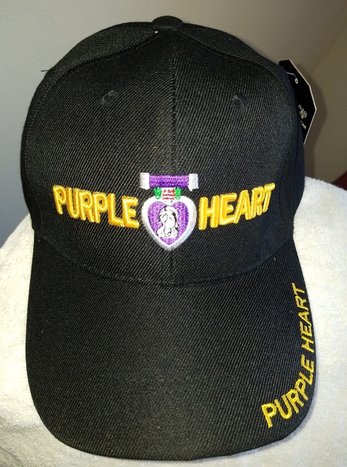 Purple Heart metal on a black ball cap - Other