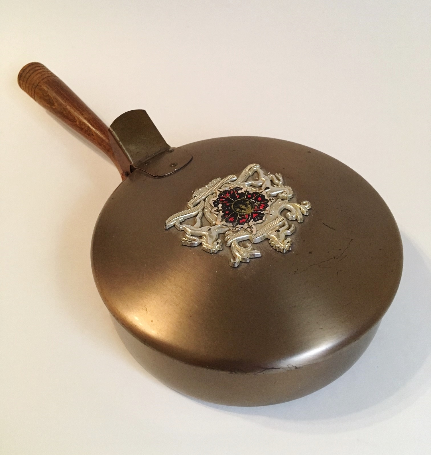 Ash Tray Duk-It Crumb Catcher Pan Vintage Brass Silver Horse Crest ...