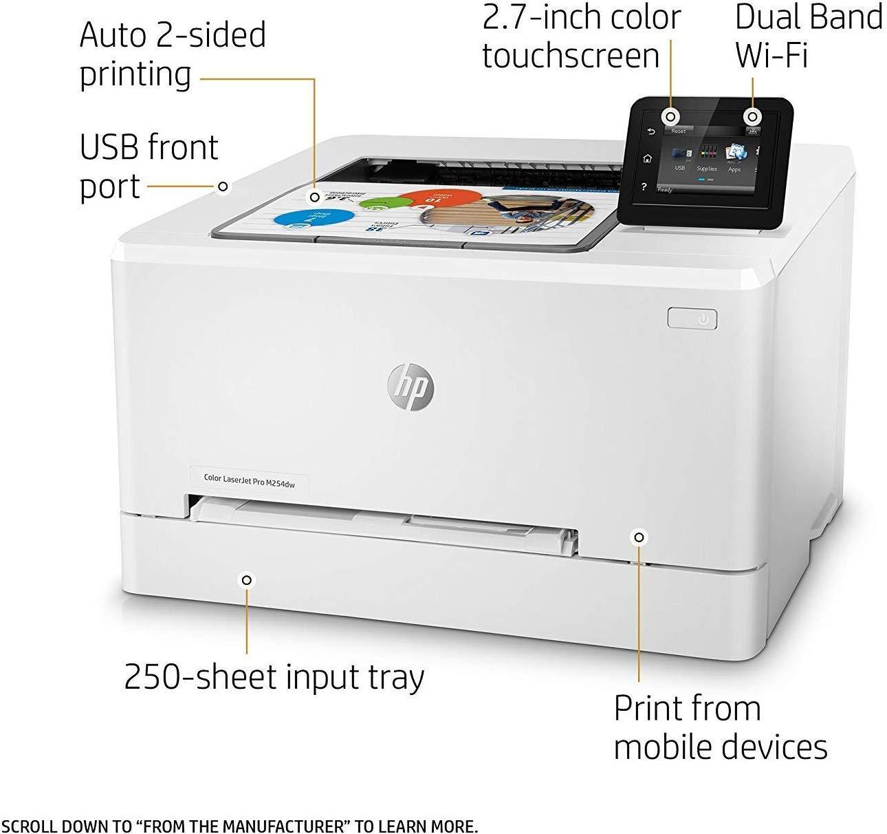 HP Color laserjet M254DW WiFi Network T6B60A PLUS extra toner set 202X ...
