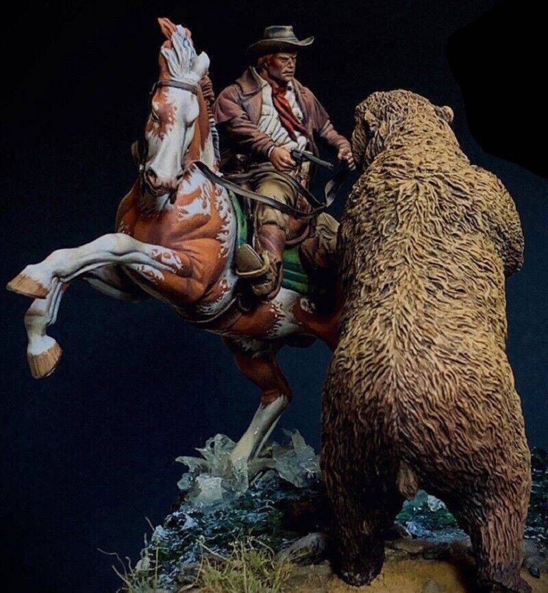 1/32 Resin Model Kit Wild West Rider Cowboy and Bear Unpainted - Other ...