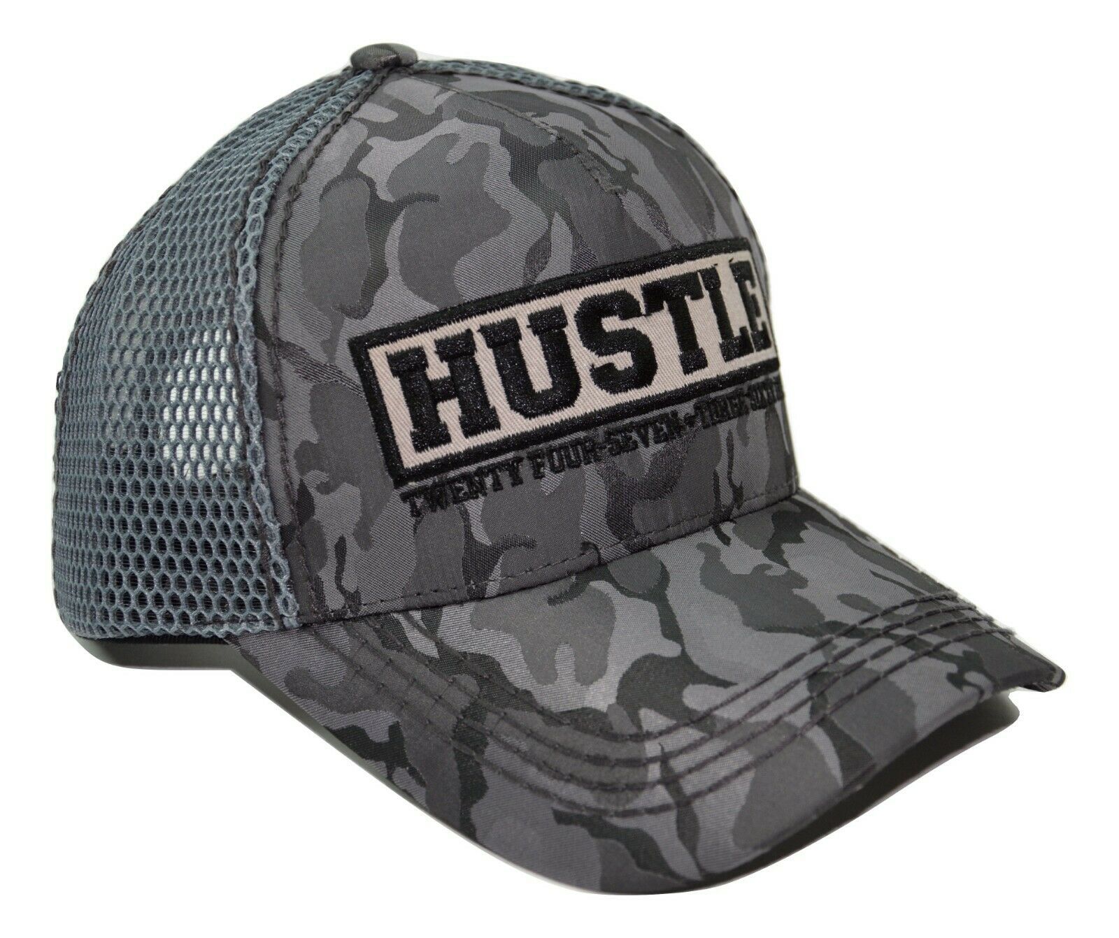 Hustle 24/7 365 Gray Camouflage Trucker Style Cap by KB Ethos - Men's ...